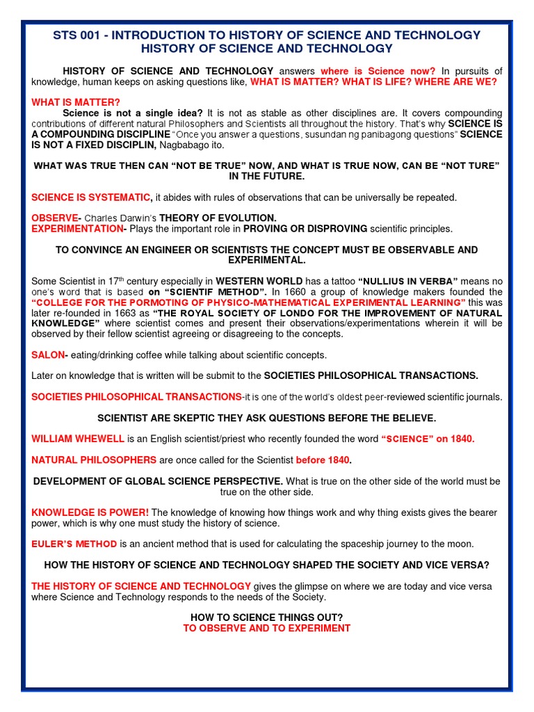 STS - Chapter1 Lessons1 5 - Reviewer | PDF | Alchemy | Science