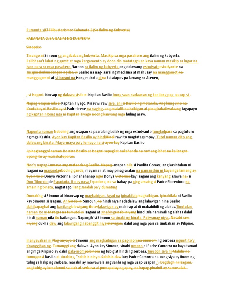 Final Buod El Filibusterismo | PDF