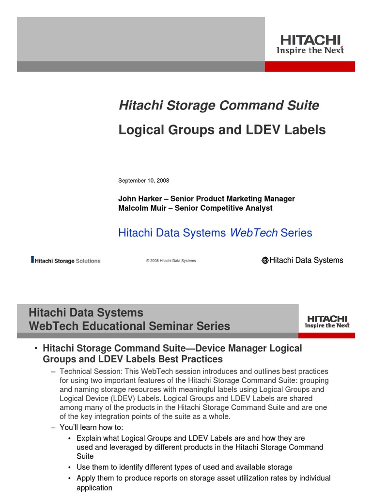 Hitachi Storage Command Suite Logical Groups and Ldev Labels | PDF | Computer Data Storage ...