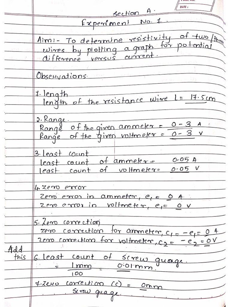 Physics Exp No.1 Section A | PDF