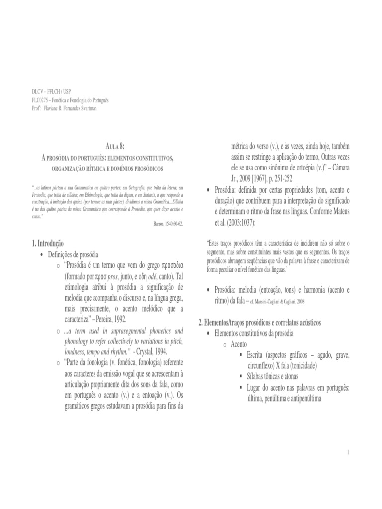 Aula8 AProsodiadoPortuguesElementosConstitutivos | PDF