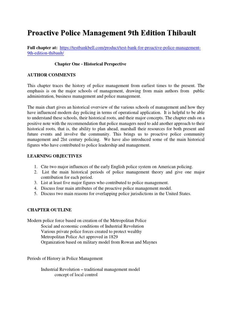 Test Bank For Proactive Police Management 9th Edition Thibault | PDF ... Test Bank For Proactive Police Management 9th Edition Thibault | PDF ...