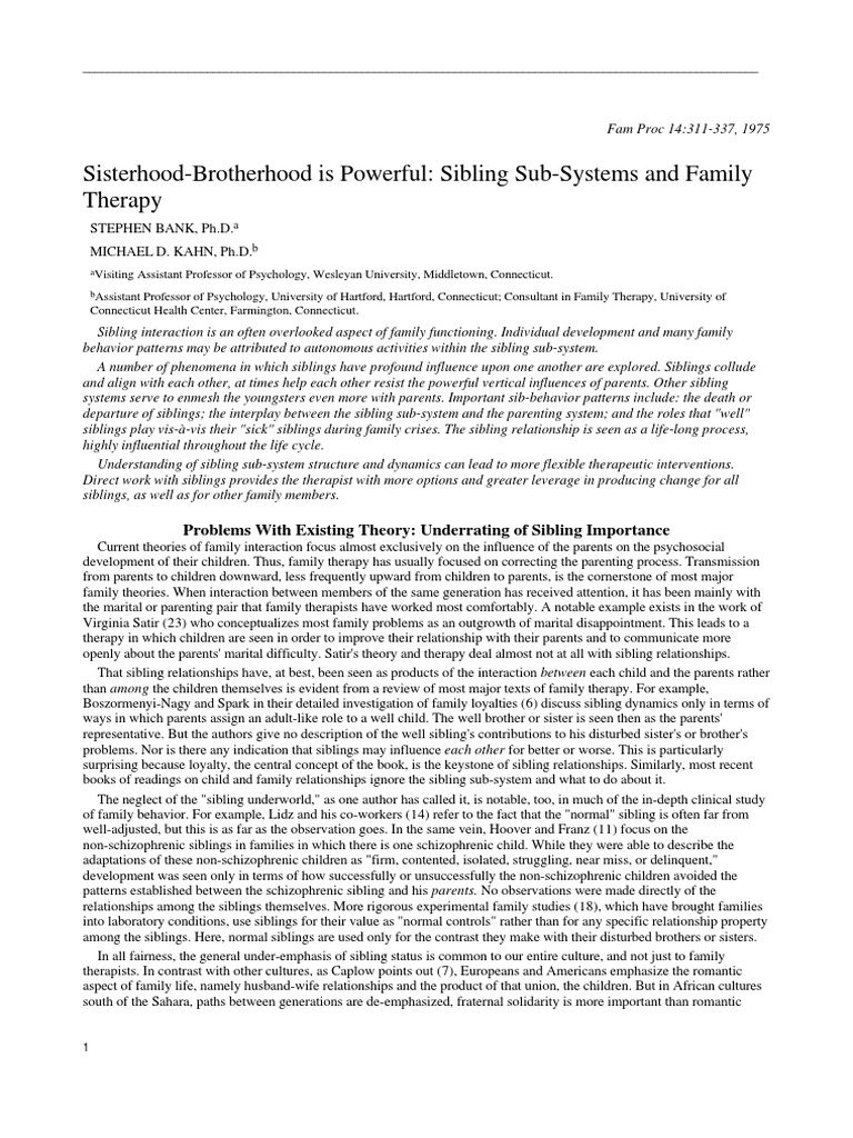 Bank 1975 | PDF | Sibling | Psychotherapy