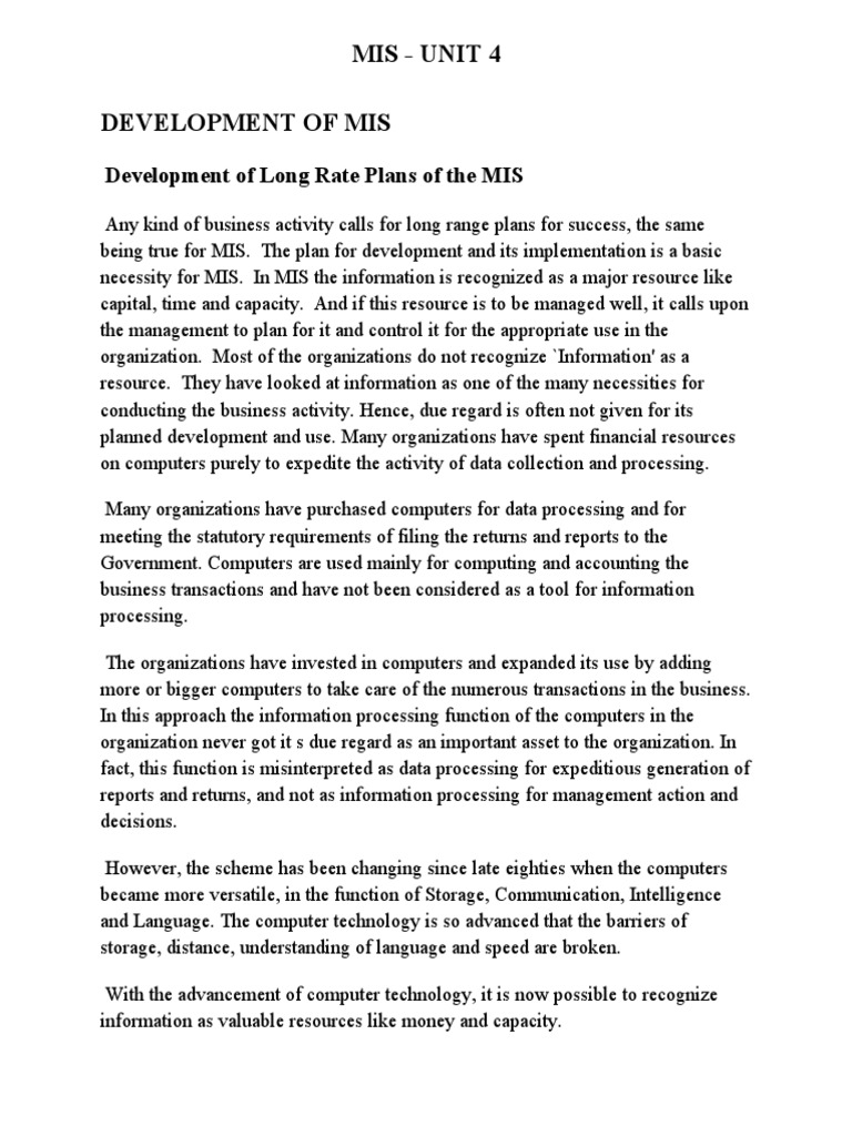 MIS Notes Unit 4 | PDF | Software Prototyping | Management Information ...