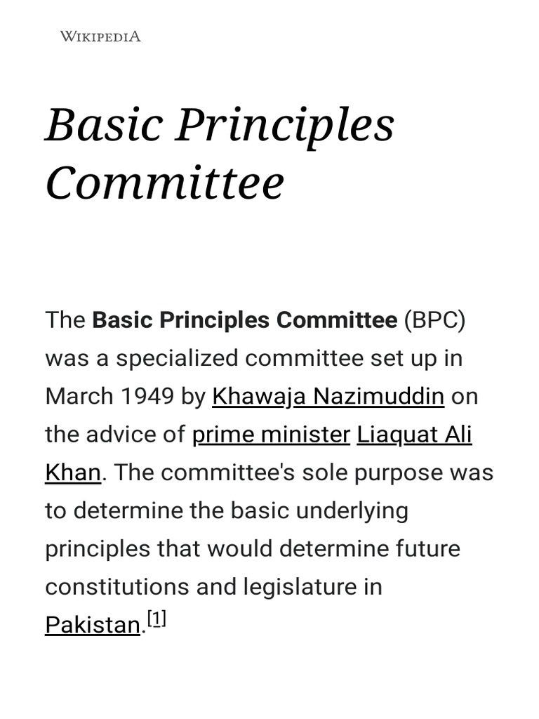 Basic Principles Committee - Wikipedia | PDF | Government