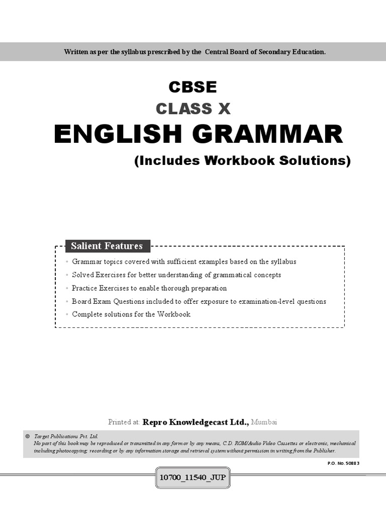 10th Cbse English Grammar Term I and II | PDF | Preposition And ...