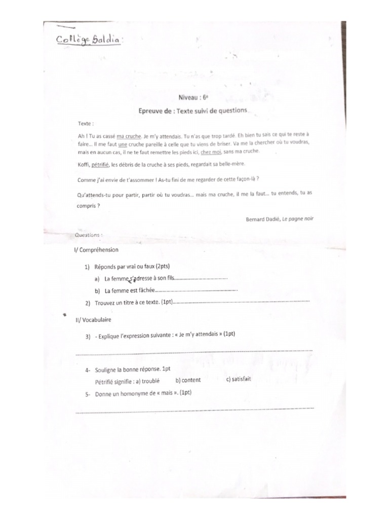 Exercices FR 6e | PDF