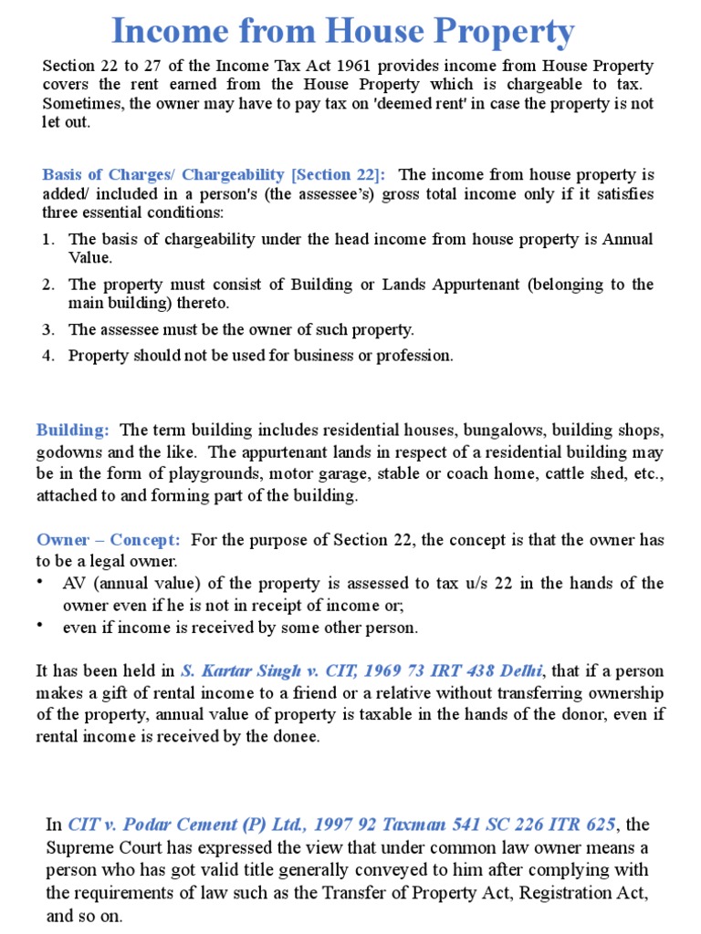 Income from House Property: Sections 22-27 | PDF | Business
