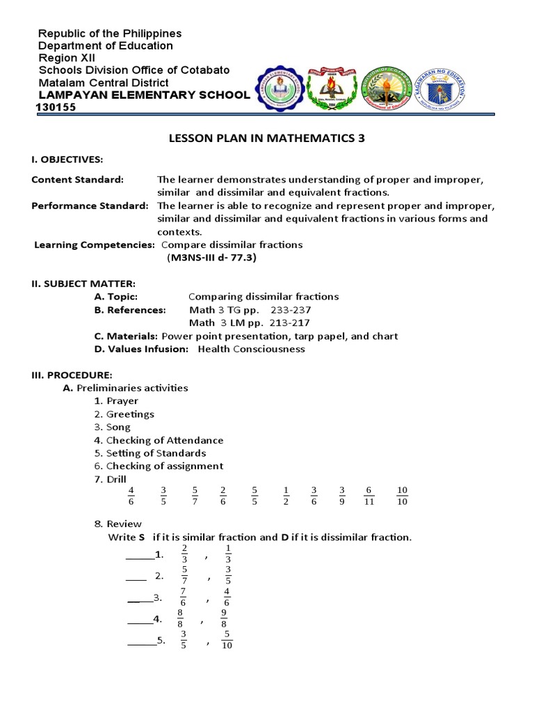 Math 3: Comparing Fractions | PDF | Learning | Cognitive Science