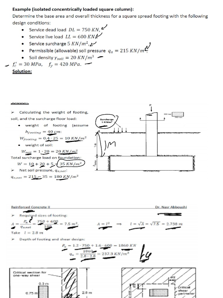 EX Design of Footing ACI | PDF EX Design of Footing ACI | PDF