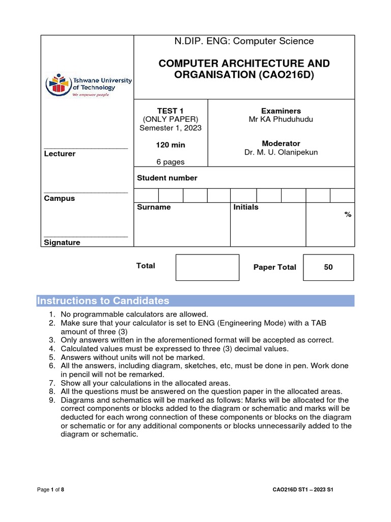 2023S1 - ST1 - Test Question Paper | PDF