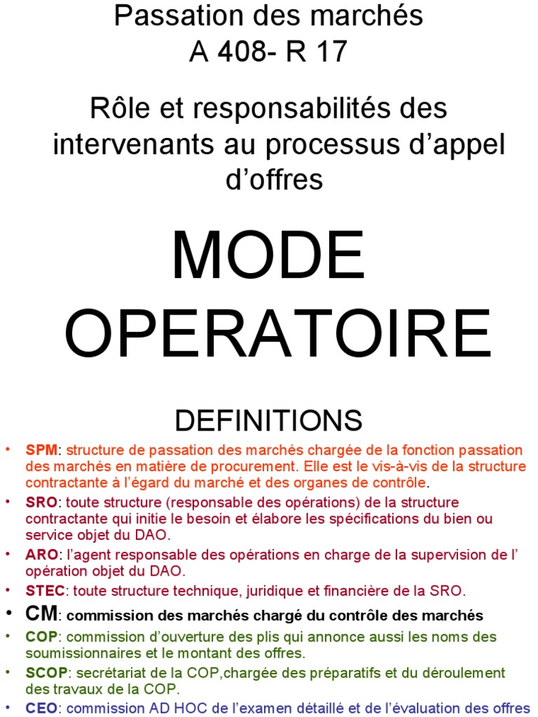 Mode Operatoire | PDF