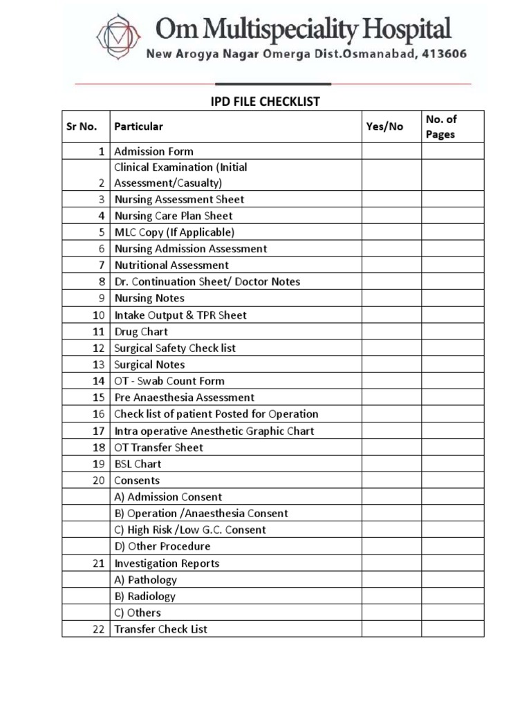 IPD File Checklist | PDF