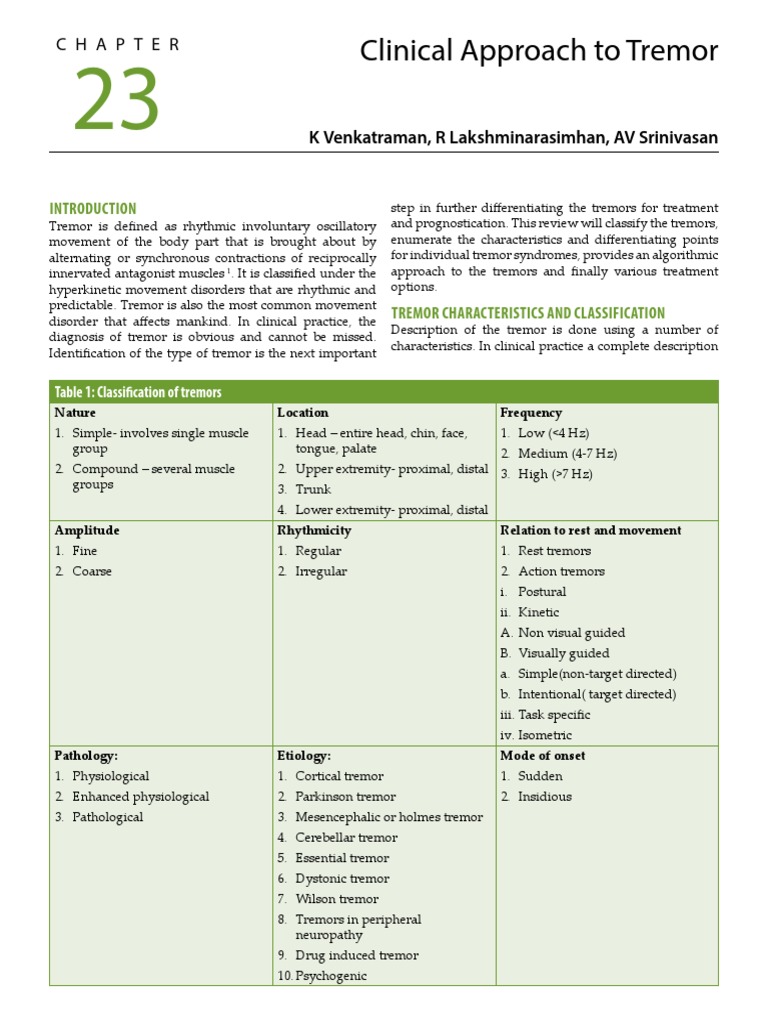 Approach To Tremor | Download Free PDF | Dystonia | Parkinson's Disease