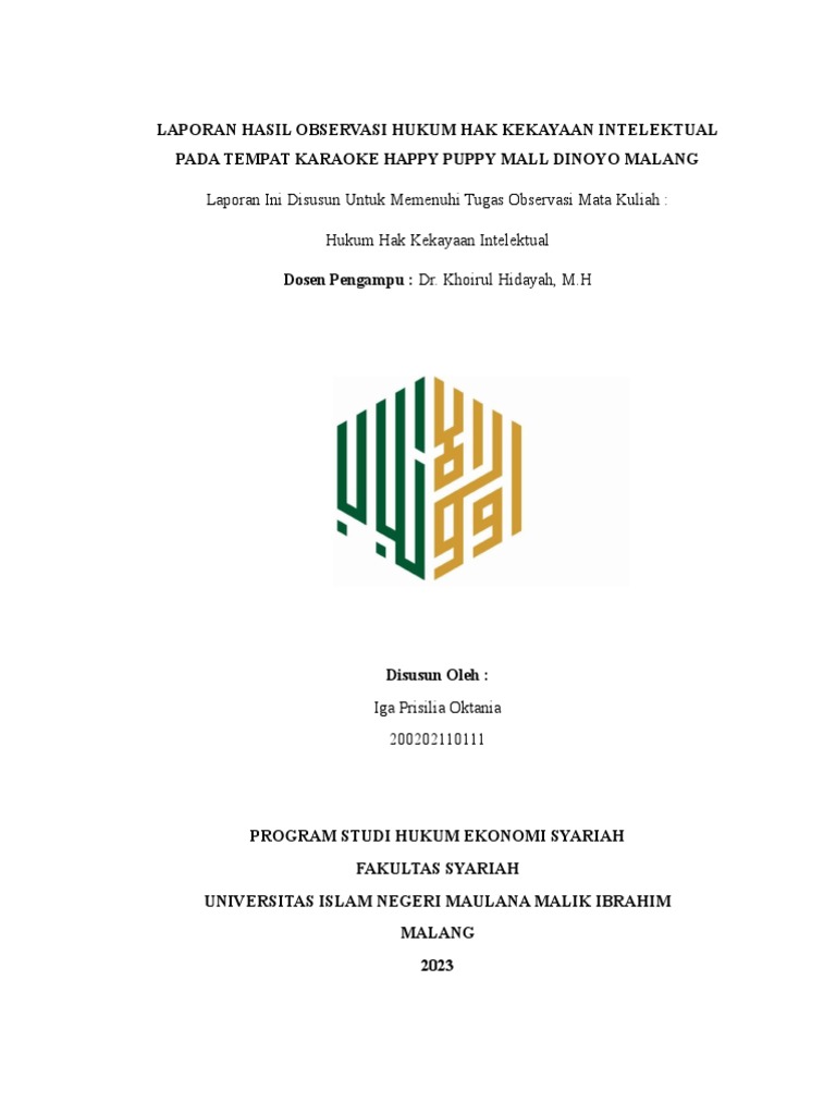 Laporan Observasi Haki - Iga Prisilia Oktania - 200202110111 | PDF | Kajian Bahasa Asing