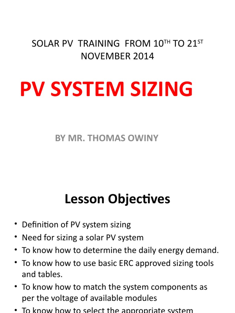 PV System Sizing | PDF | Photovoltaic System | Photovoltaics