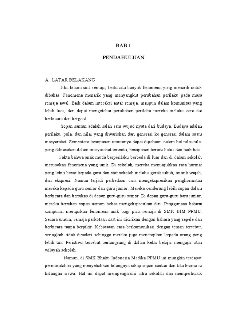 Bab 1 Kti Sopan Santun | PDF | Ilmu Sosial