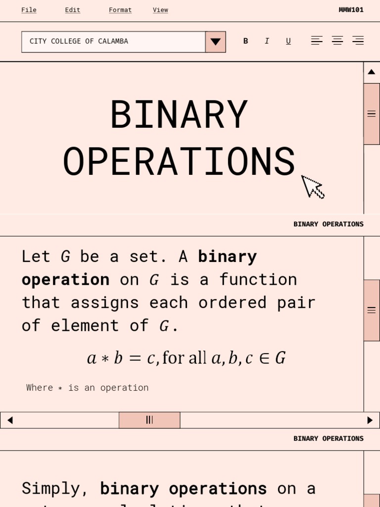 Binary Operations Handout | PDF