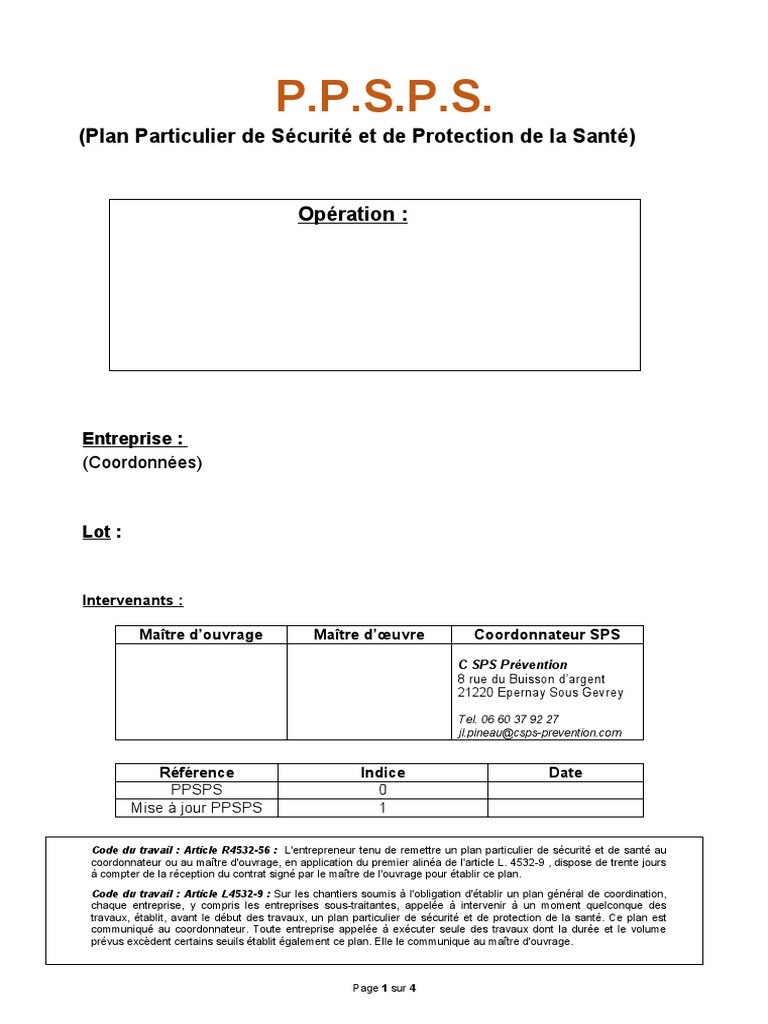 2019 CSPS PPSPS Modèle | PDF