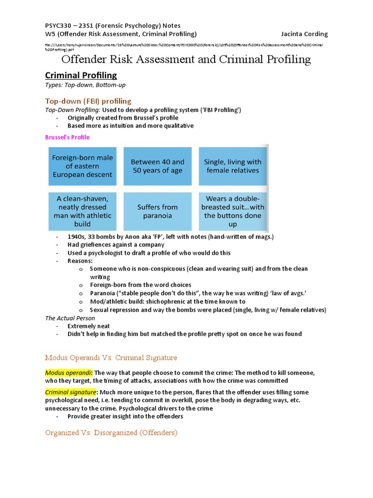 Wk5 (Offender Risk Assessment and Criminal Profiling) | PDF | Social ...
