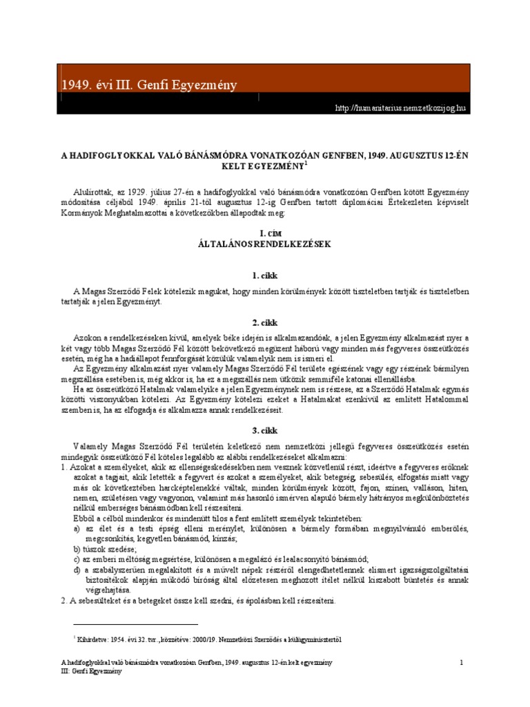 Évi III. Genfi Egyezmény | PDF