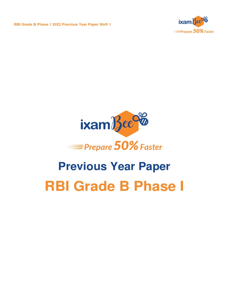 RBI Grade B Phase 1 2022 Previous Year Paper Shift 1 | PDF