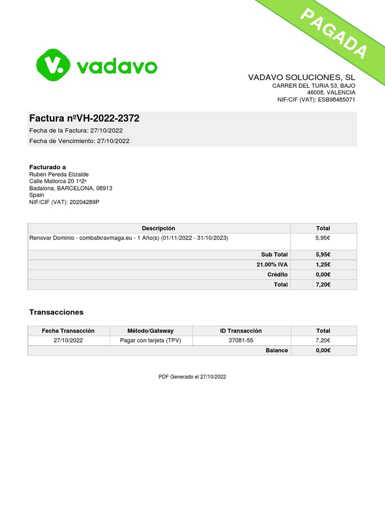 Factura VH 2022 2372 | PDF