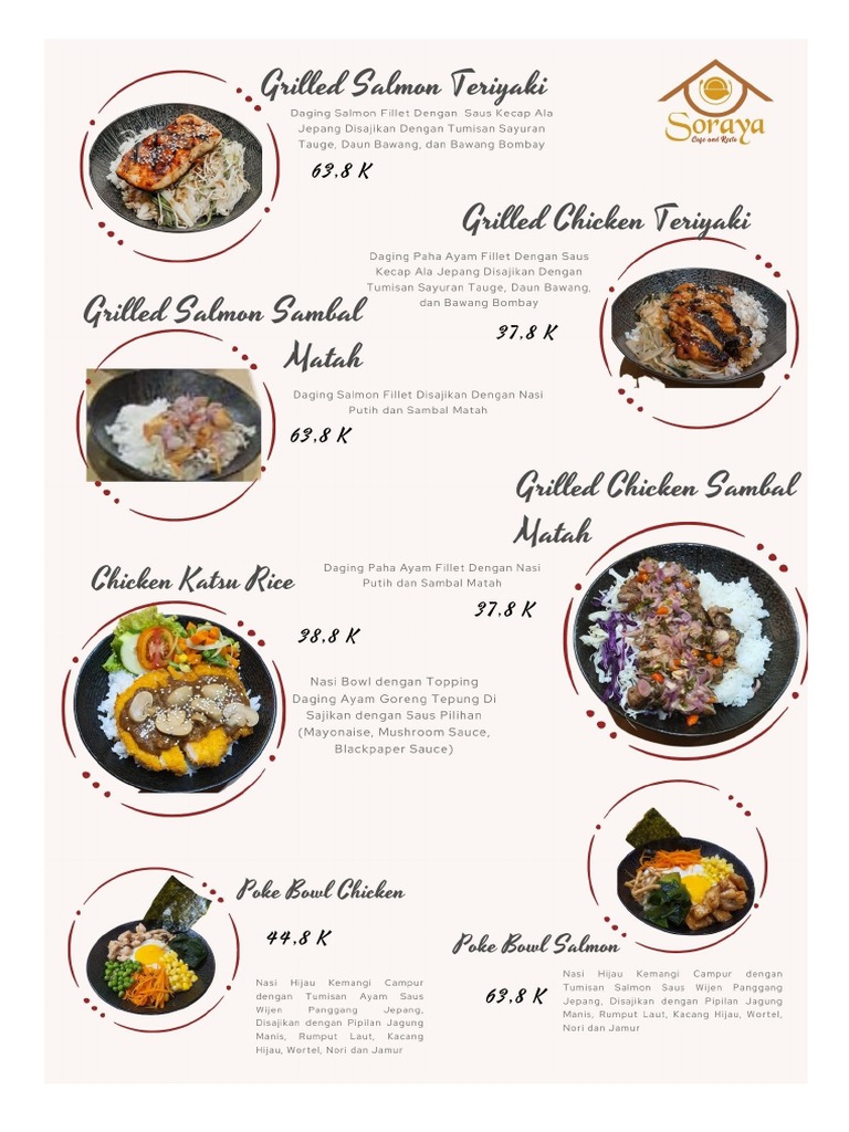 Soraya Cafe & Resto Menu New | PDF