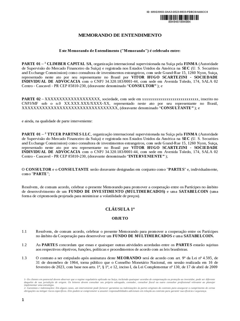 Memorando de Entendimento | PDF | Propriedade intelectual | Indenização