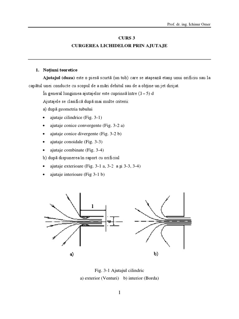 Curs 3 - Mecanica Fluidelor - Prof. Omer I | PDF