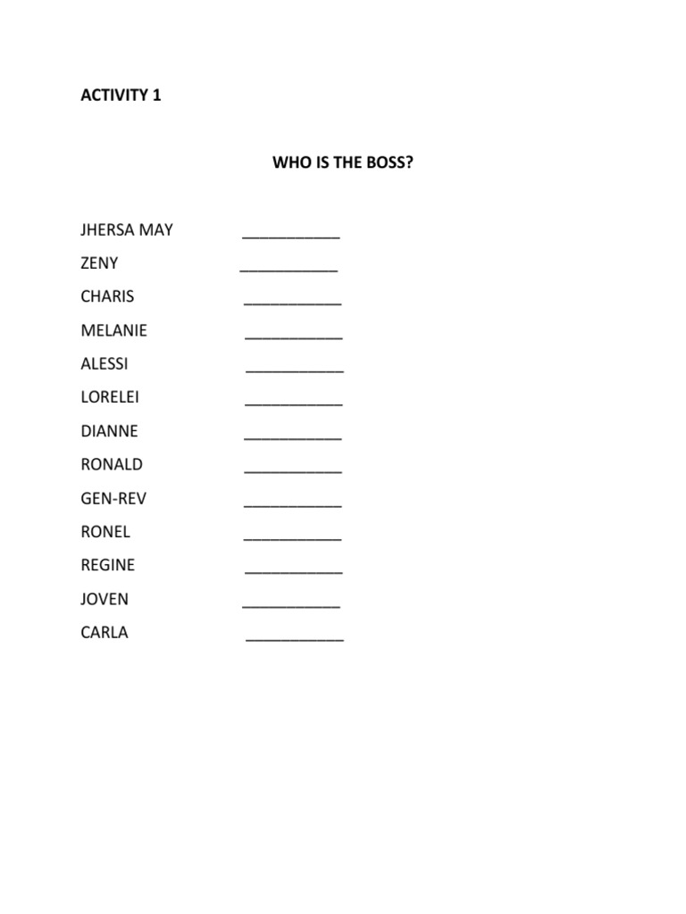 Activity Worksheet | PDF