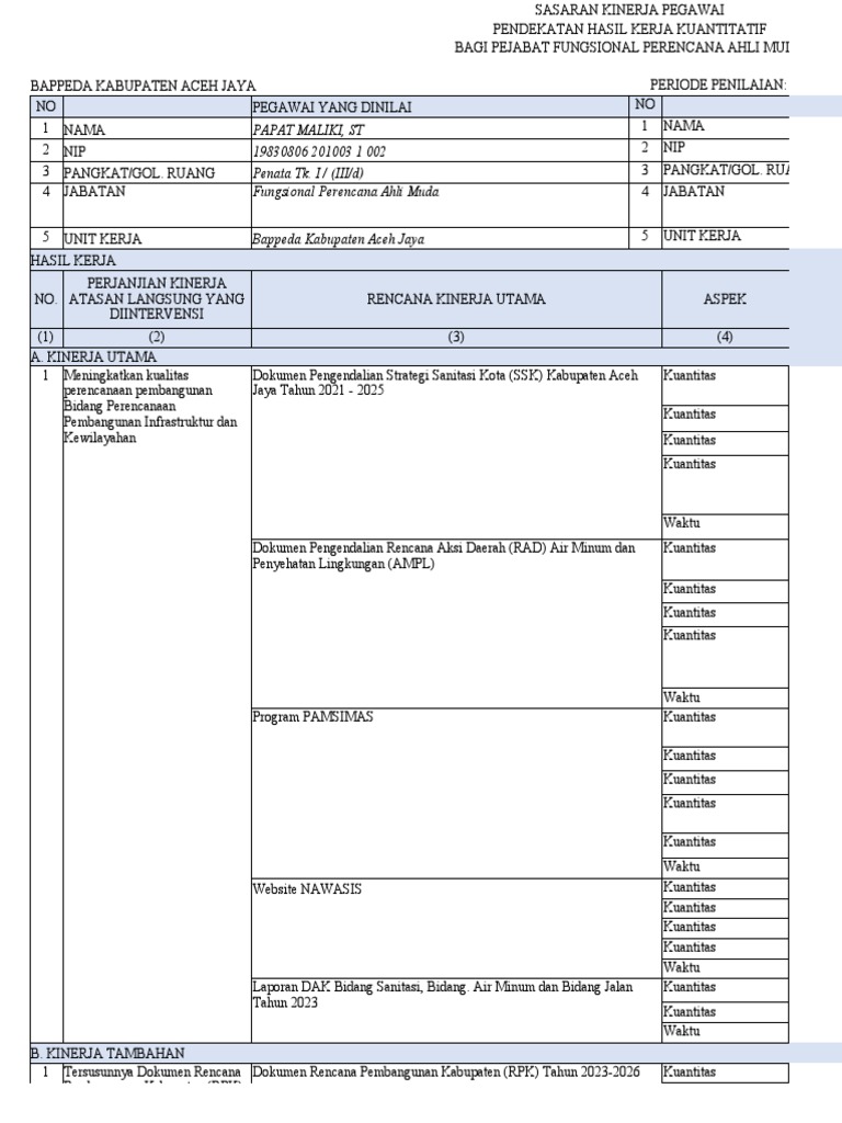 SKP JAJF (KUANTITATIF) PAPAT Bappeda 2 | PDF