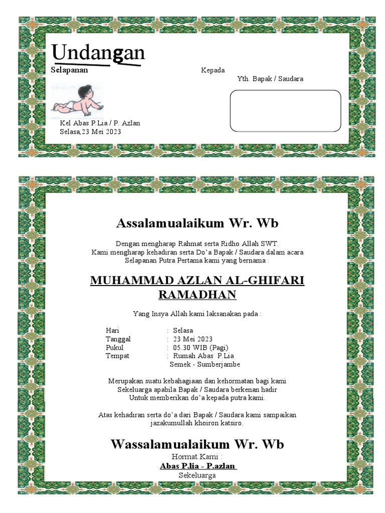 Undangan Selapanan | PDF