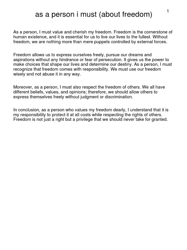 As A Person I Must (About Freedom) | PDF