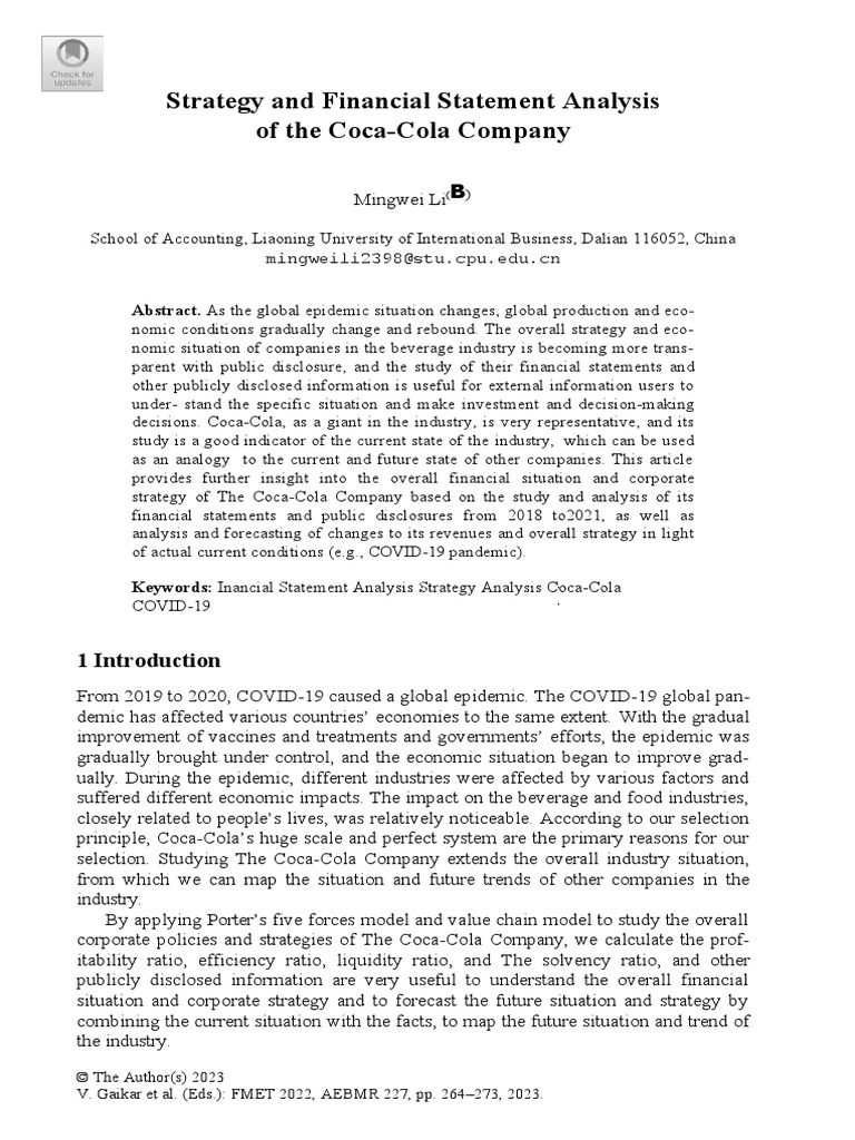 Coca-Cola Financial Strategy Analysis 2018-2021 | PDF