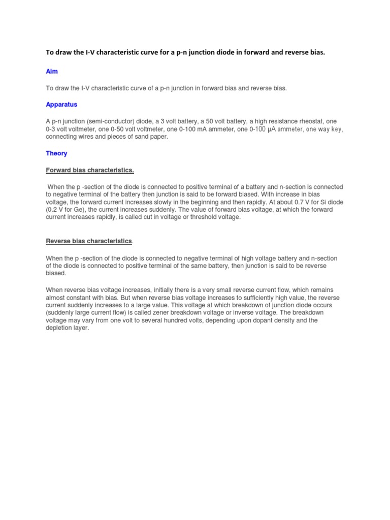 Experiment 8 | PDF | P–N Junction | Diode