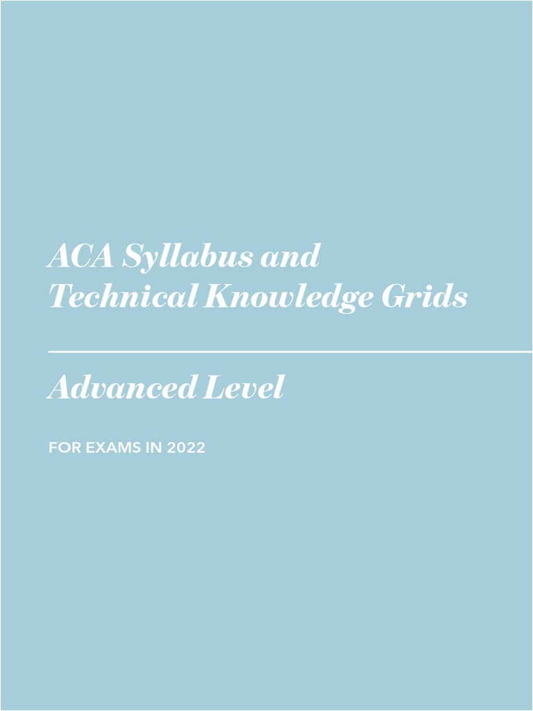 ACA 2022 Syllabus Handbook Advanced | PDF