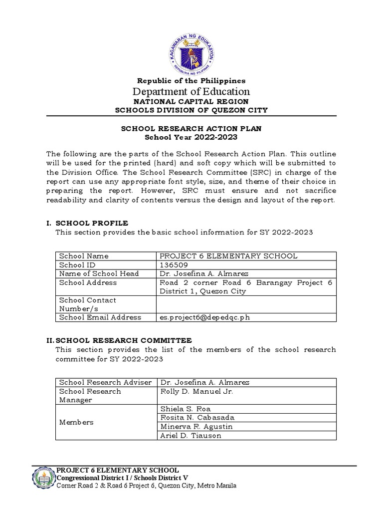 School Research Action Plan | PDF | Teachers | Mentorship