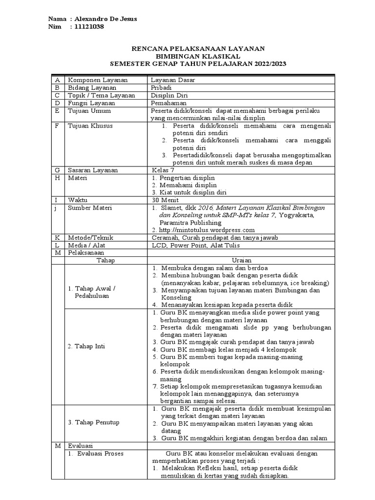 RPL Disiplin Diri | PDF