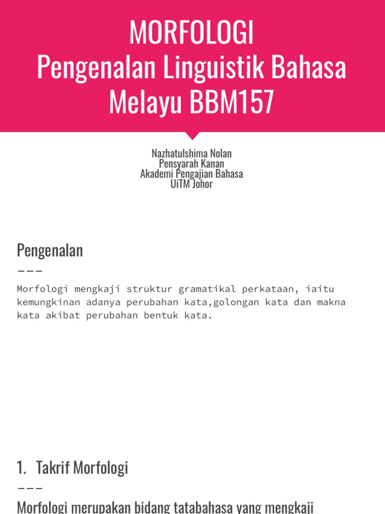 Morfologi Bahasa Melayu: Struktur & Proses | PDF