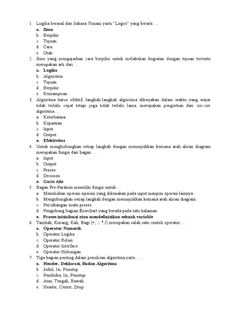 Kuis Logika dan Aplikasi Microsoft | PDF