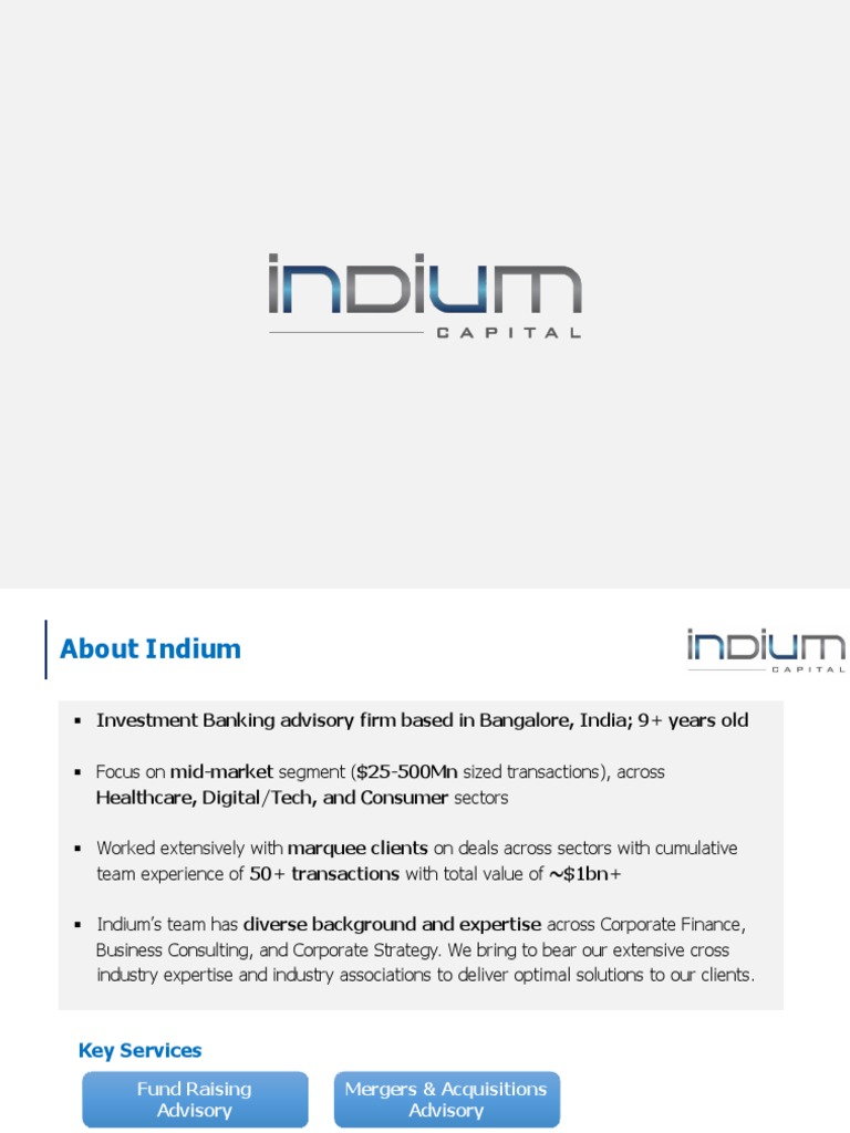Indium: Investment Banking Advisory in India | PDF | Mergers And ...