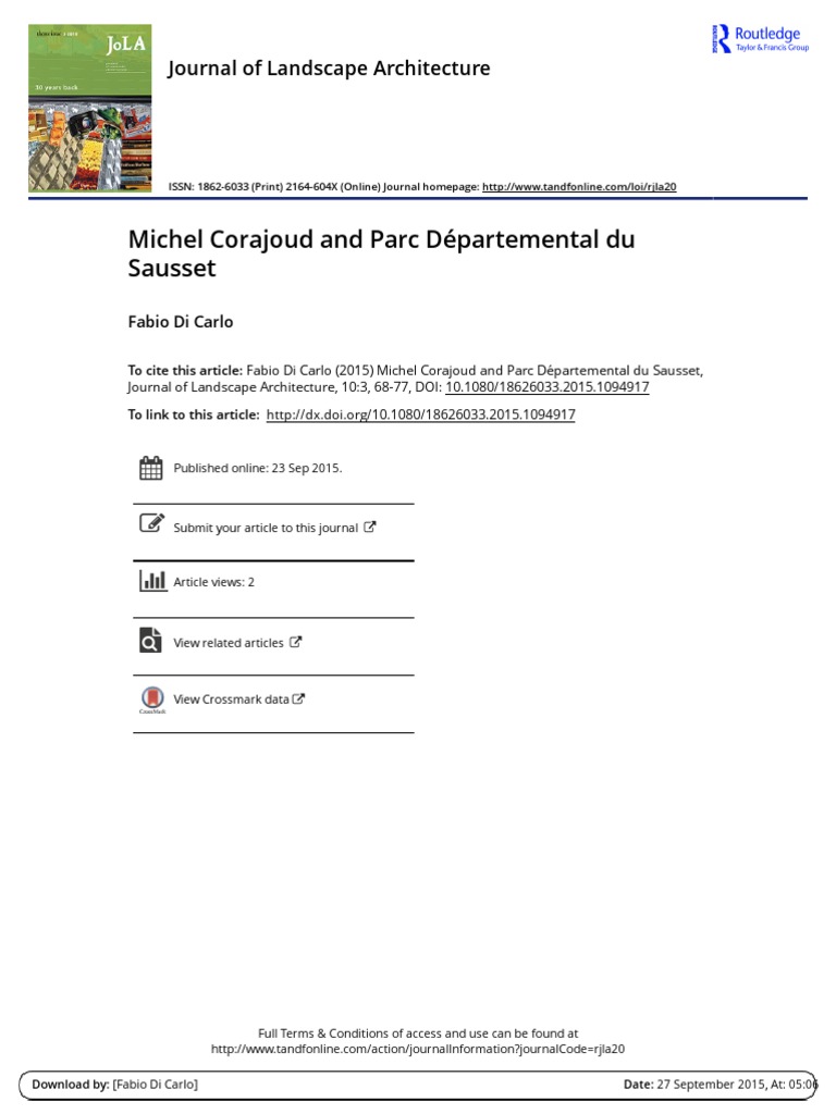 Michel Corajoud's Legacy in Landscape Architecture | PDF
