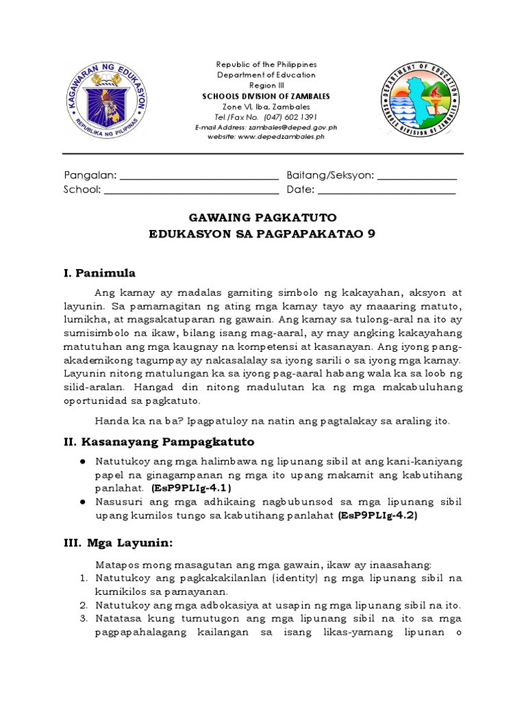 GRADE-9-ESP-WEEK-7-LAS | PDF