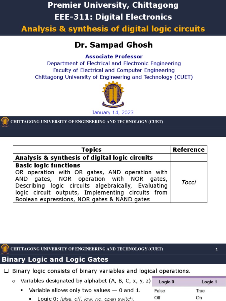 PUC EEE-311 Class-3 | PDF | Logic Gate | Teaching Mathematics