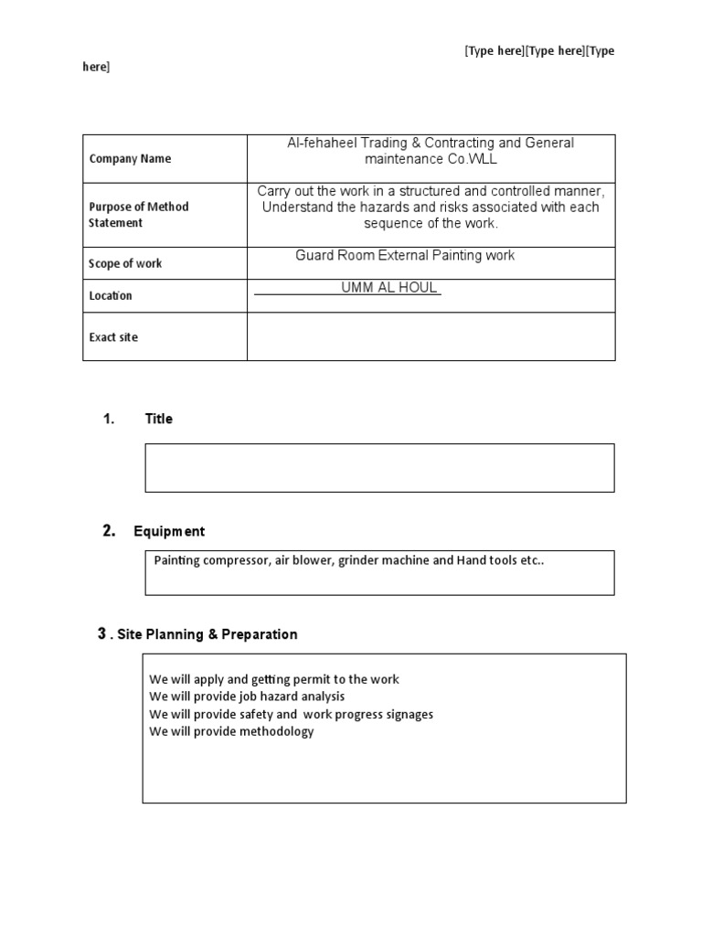 Painting Work Method of Statement1 | PDF