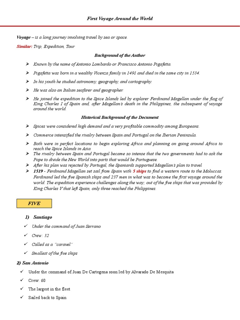 First Voyage Around The World Notes | PDF