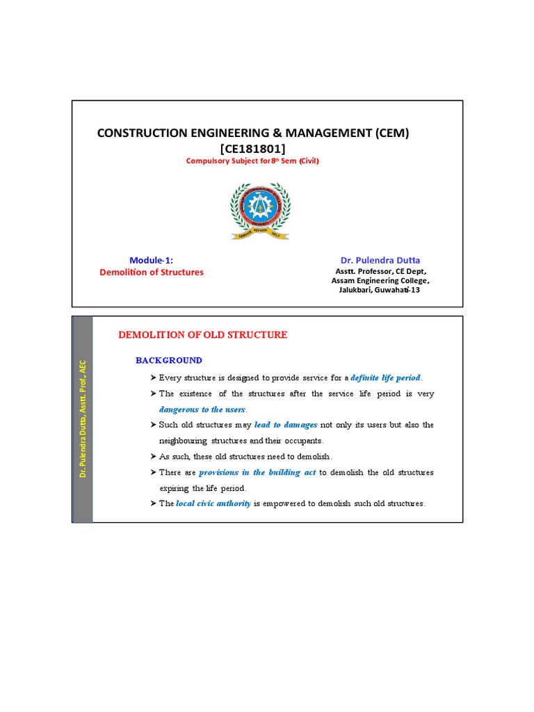 1.5 Module 1 - Demolition of Structures | PDF