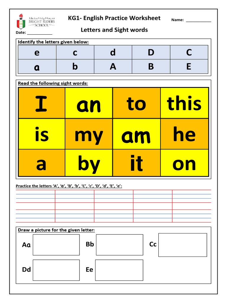 LMS Worksheet A A To E e | PDF