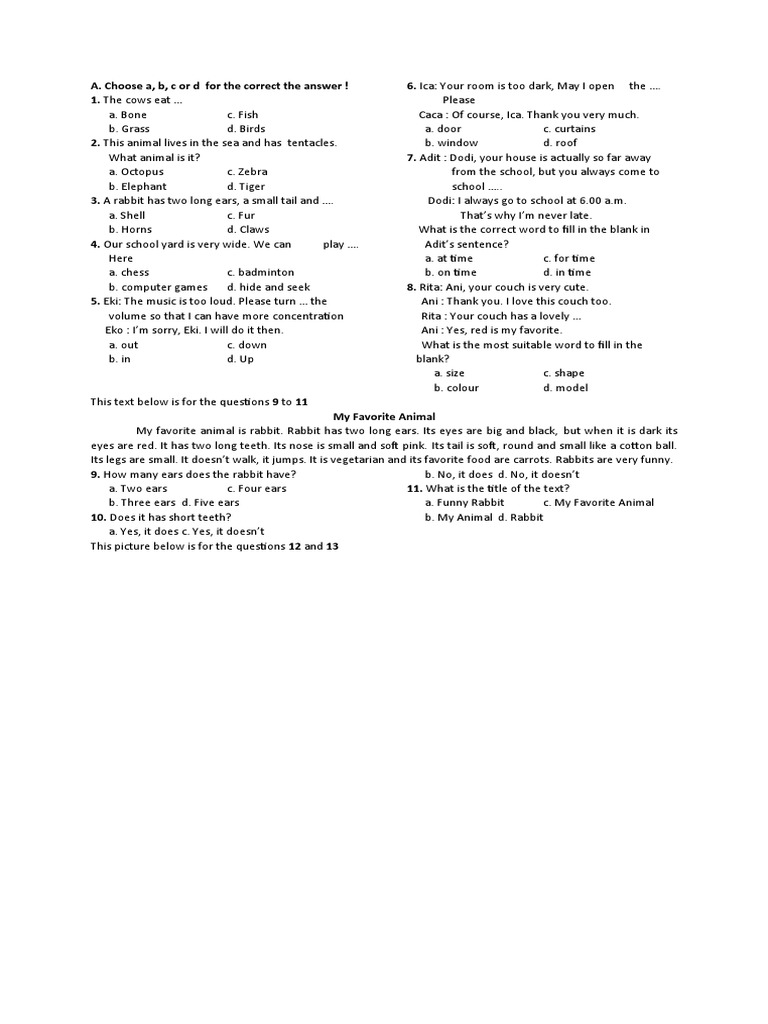 50 Soal Pas Bahasa Inggris Kelas 7 Mts Pdf